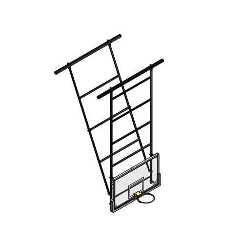 Dual Post Rear-Braced Stationary Ceiling Hung Basketball Backstop ...
