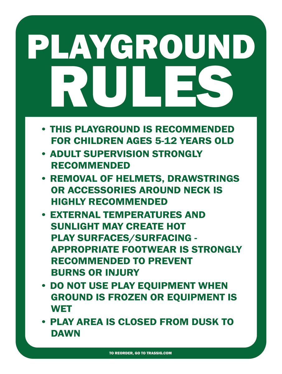 Playground Rules Sign – Trassig - The Playground People