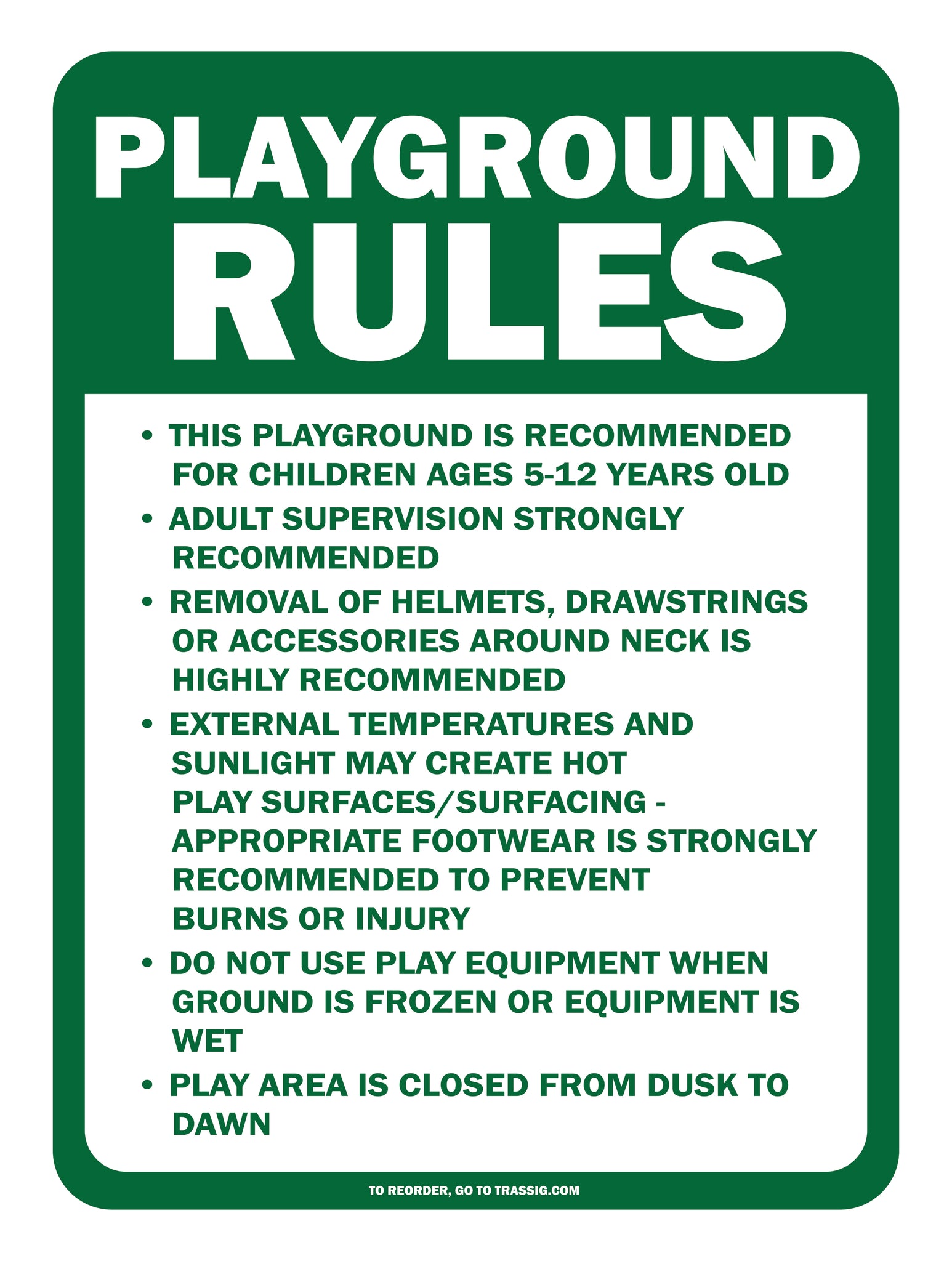 Playground Rules Sign 18" by 24" – Trassig - The Playground People